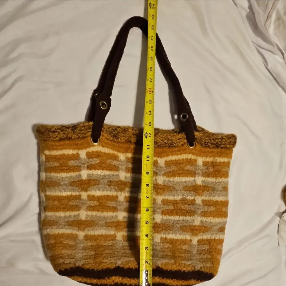 Unbranded | Bags | Handmade Knitted Felted Wool Tote Bag Boho ...